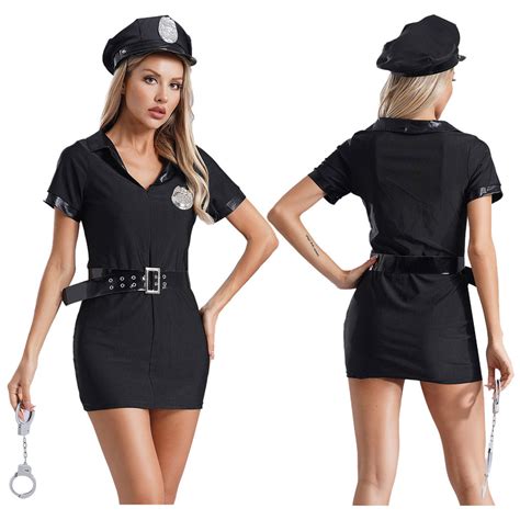 Wxjdz S 3xl 5pcs Women Police Uniform Cop Halloween Costume Set V