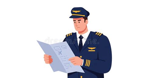 Pilot Reading Flight Plan Information Before Flight Stock Illustration