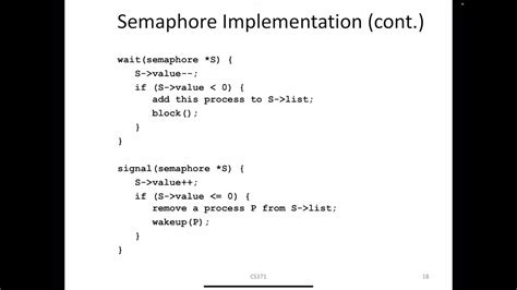 Chapter 5 07 Semaphore Implementation Youtube