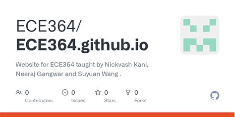 github ece364 website for ece364 taught by nickvash