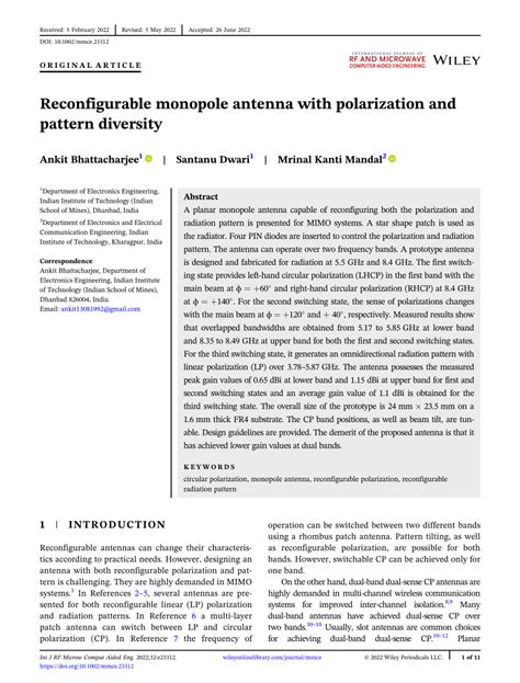 Reconfigurable Monopole Antenna With Polarization And Pattern Diversity