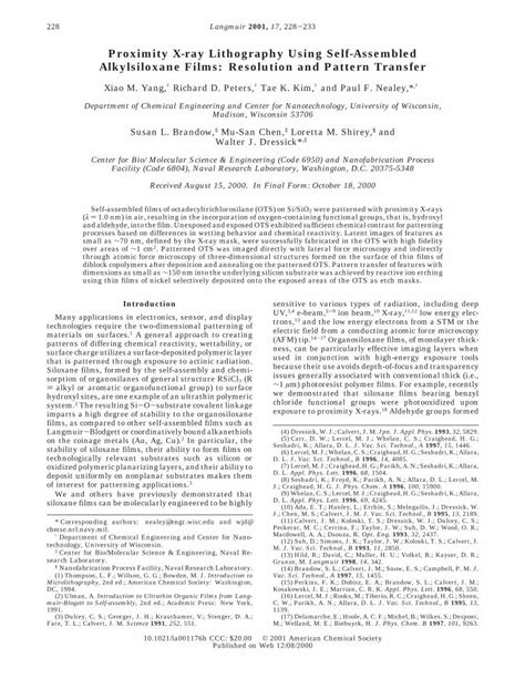 pdf proximity x ray lithography using self assembled alkylsiloxane
