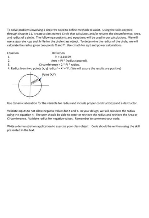 Solved C To Solve Problems Involving A Circle We Need To Chegg