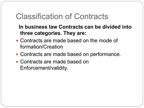 Classification Of Contracts In Business Regulations Pptx