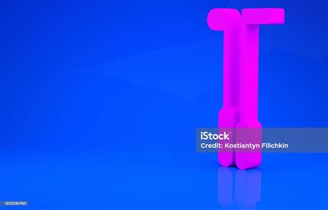 파란색 배경에 고립 된 핑크 골프 클럽 아이콘입니다 미니멀리즘 개념 3d 일러스트레이션 3d 렌더링 3차원 형태에 대한 스톡 사진 및 기타 이미지 Istock