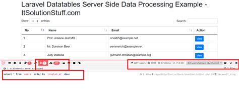 Laravel Datatables Server Side Processing Example