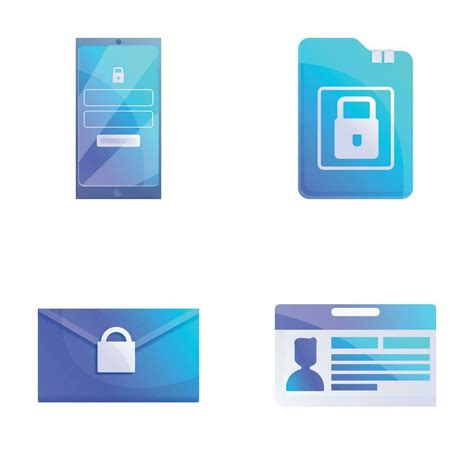 Data Security Icons Set Cartoon Vector Personal Information Protection 36481688 Vector Art At