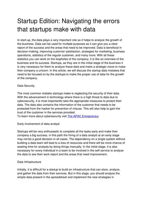 PPT Startup Edition Navigating The Errors That Startups Make With Data PowerPoint Presentation