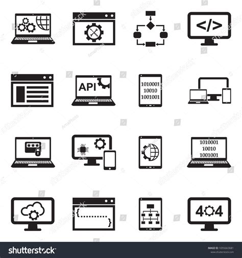 Programming Icons Black Flat Design Vector Stock Vector Royalty Free Shutterstock