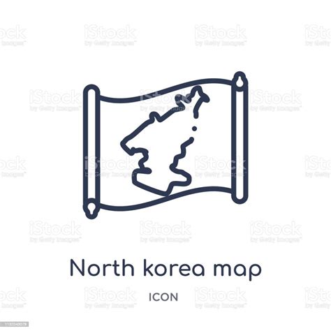 국가 지도 개요 컬렉션에서 선형 북한 지도 아이콘입니다 얇은 라인 북한 지도 벡터 흰색 배경에 고립 북한 지도 유행 그림 0명에