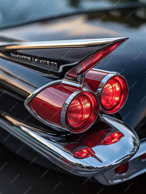 Closeup Of A Classic Cars Iconic Tail Fins Premium Ai Generated Image