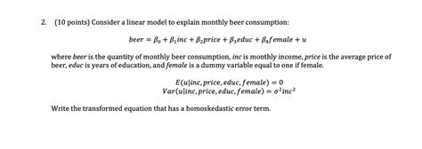 Points Consider A Linear Model To Explain Chegg
