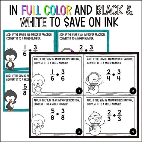 Winter Adding And Subtracting Fractions Task Cards Curious Classroom