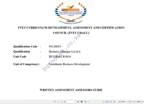 Coordinate Business Development Level 6 Tvet Cdacc Marchapril 2022