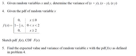 Solved 3 Given Random Variables X And Y Determine The