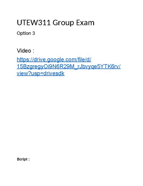 Utew311 Group Exam Final Assignment Utew 311 Group Exam Option 3
