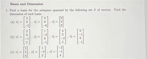 Solved Bases And Dimensionfind A Basis For The Subspace