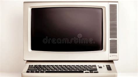 Vintage Beige Desktop Computer Featuring Curved Monitor Ergonomic