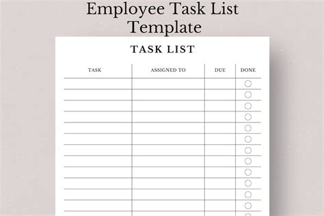 Printable Employee Task List Template Employee Assignment Work Log