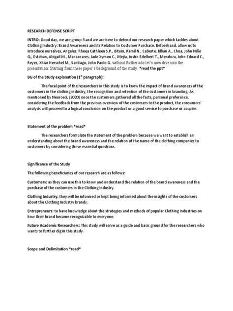 Research Defense Script Pdf