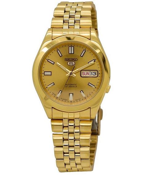 Seiko 5 Gold Tone Jubilee Bracelet Gold Dial 21 Jewels Automatic
