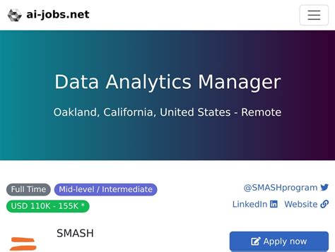 [hiring] Data Analytics Manager Remote R Ai Ml Jobs