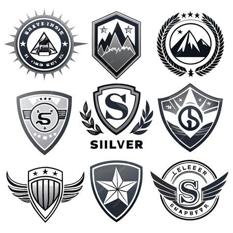 A Collection Of Logos Including Silver And Silver Premium Ai