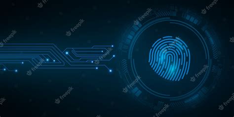 Premium Vector High Tech Fingerprint For Computer System Security With Hud Interface Elements