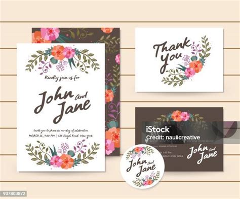 현대 날짜 꽃 결혼식 초대 카드 템플릿 일러스트 세트 저장 Rsvp에 대한 스톡 벡터 아트 및 기타 이미지 Rsvp 가을 감사합니다 Istock