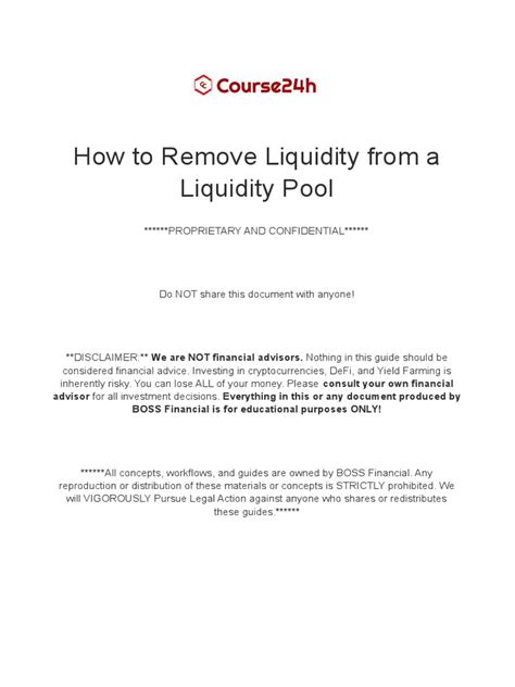 how to remove liquidity from a liquidity pool pdf