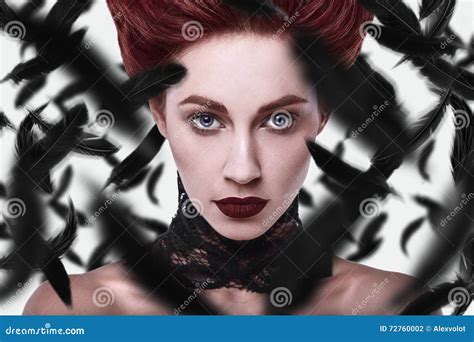 Beauty Stylish Redhead Woman With Hairstyle And Wearing Necklace
