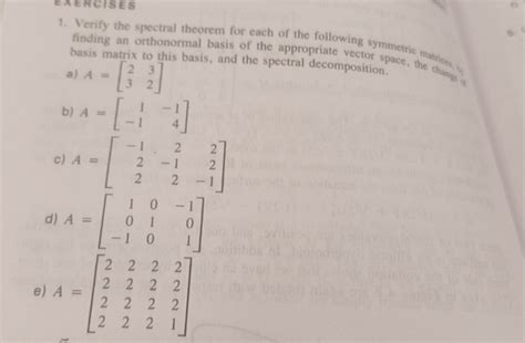 Solved Finding An Orthonormal Basis Of The Appropriate