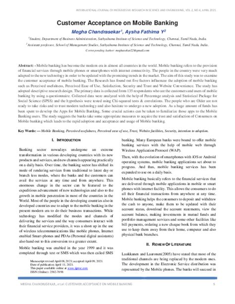 Pdf Customer Acceptance On Mobile Banking