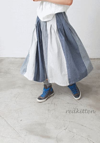 빨간고양이 스트라이프진스커트 2컬러