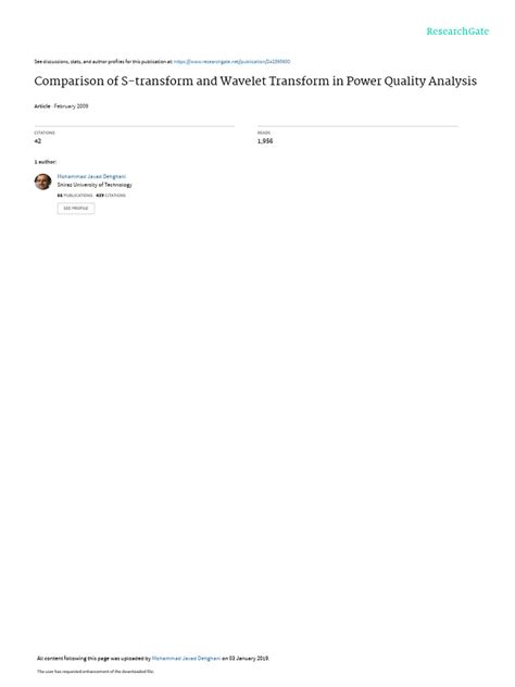 Comparison Of S Transform And Wavelet Transform In Power Quality Analysis Pdf