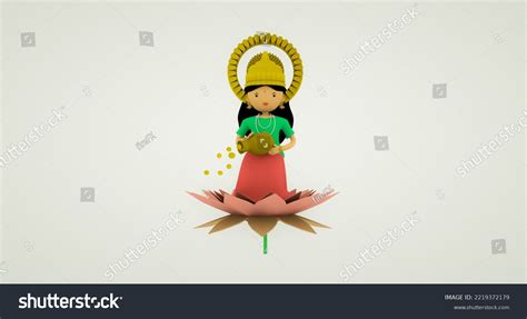 Laxmi 3d Illustration Cute Lakshmi Devi Stock Illustration 2219372179