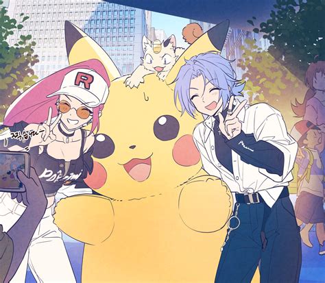 Pikachu Ash Ketchum Jessie James Meowth And 1 More Pokemon Drawn