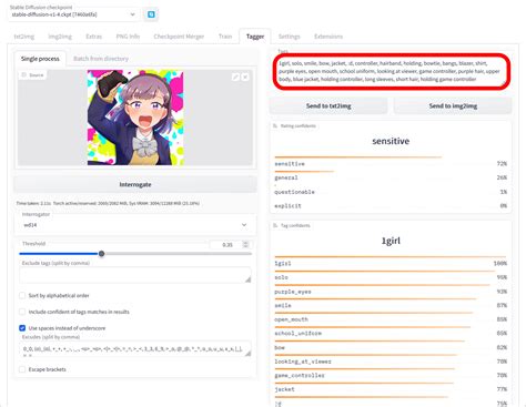 Summary Of How To Use ``tagger For Automatic1111s Web Ui That