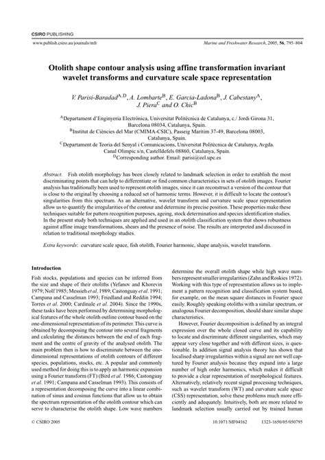 Pdf Otolith Shape Contour Analysis Using Affine Transformation