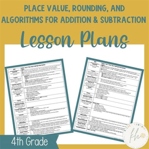 4th Grade Math Lesson Plans P Value Rounding And Addition Subtraction Algorithm