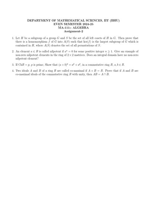 Ma 111 Algebra Assignment 2 Pdf