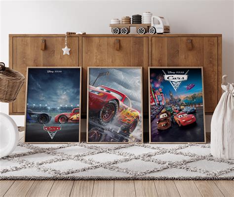 Set Of 3 Movie Poster Cars Movie Poster Piston Cup Disneyland