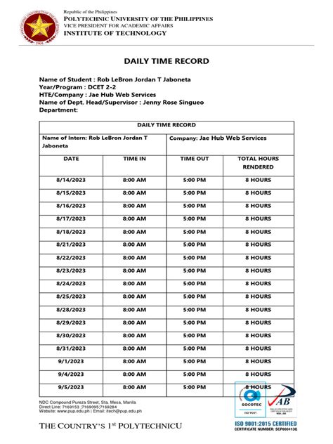 Daily Time Record Pdf