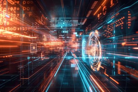 Futuristic Digital Data Network In A Hightech Cyber Environment Premium Ai Generated Image