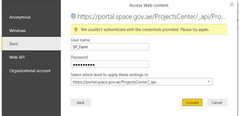 We Could Not Authenticate With Credentials Provide Microsoft Power