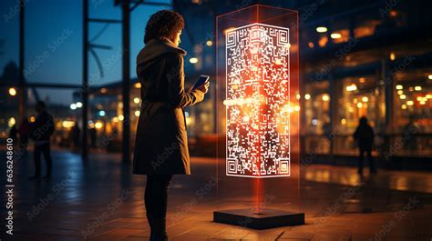 Illuminated QR Code In Urban Dusk Allure Of Digital Innovation Beckoning The Curious