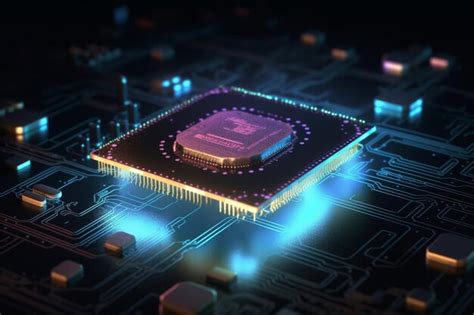 Premium AI Image D Rendering Cpu Chip On Circuit Board Background Computer Technology Concept