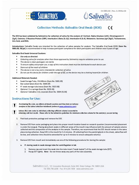 Oral Swab Saliva Collection Instructions Pdf Refrigerator