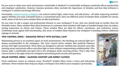 ppt how does window tinting help you add comfort to madison workspace