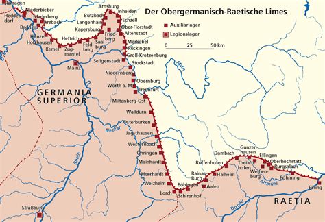 Map Limes Upper Germanic And Raetic Limes 2 End Of 2 Nd Cent Ad